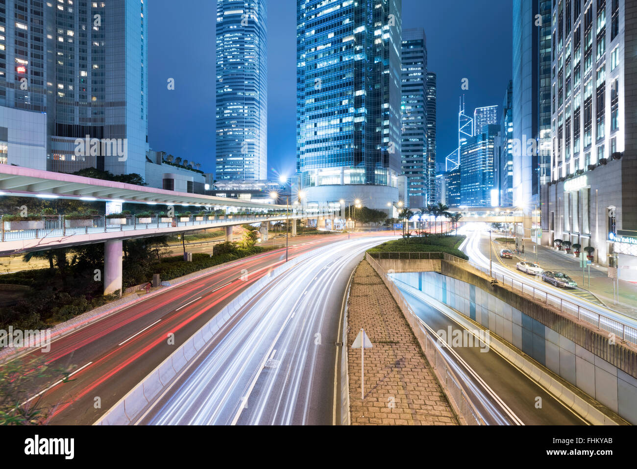 Central, Hong Kong, at Night. The busiest place in the world Stock ...