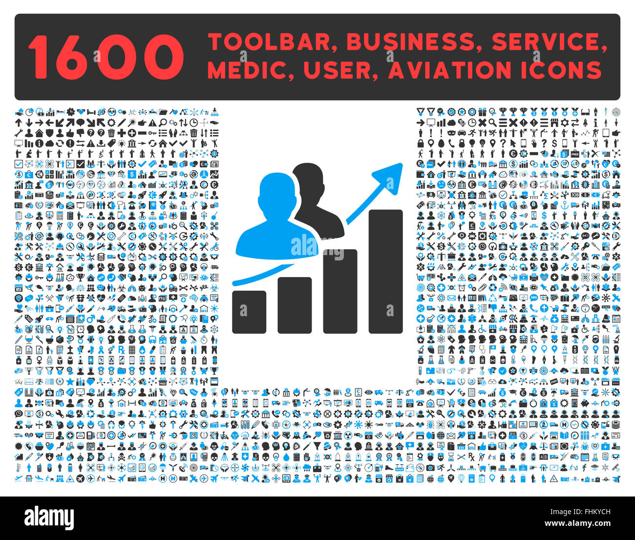 Audience Growth Icon With Large Pictogram Collection Stock Photo - Alamy