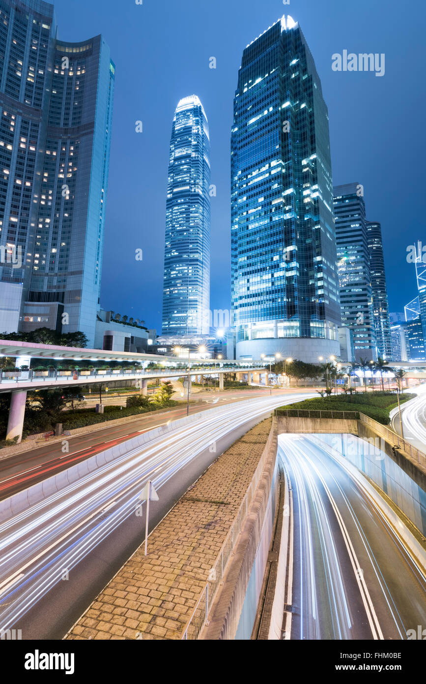 Central, Hong Kong, at Night. The busiest place in the world Stock ...