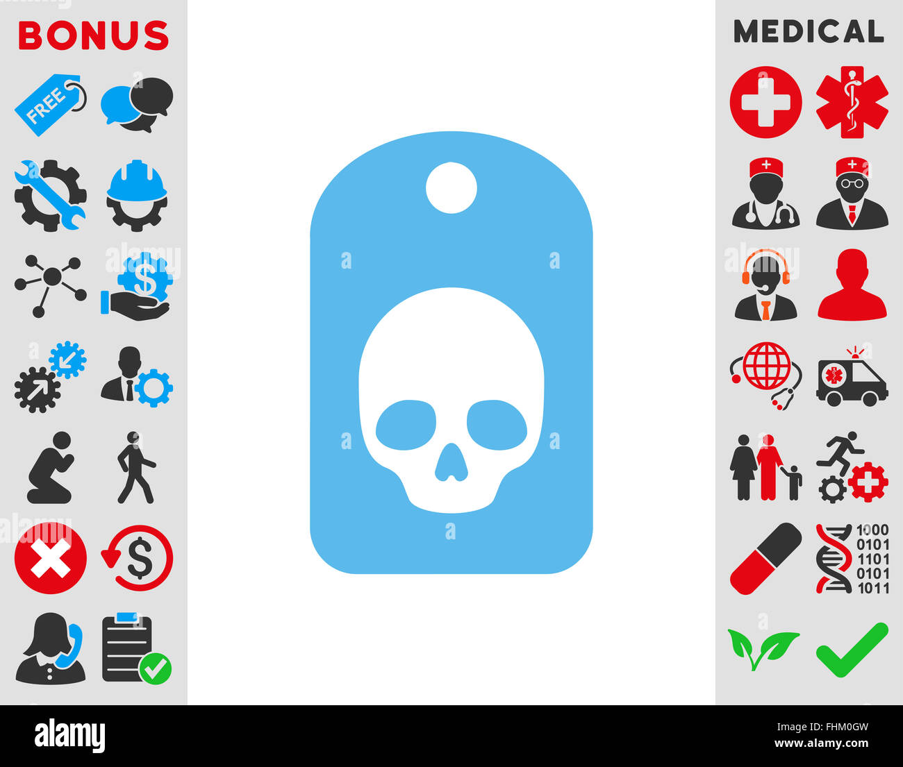 Skull Label Icon Stock Photo - Alamy