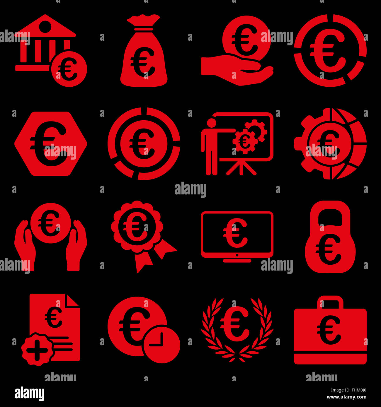 Euro banking business and service tools icons Stock Photo - Alamy