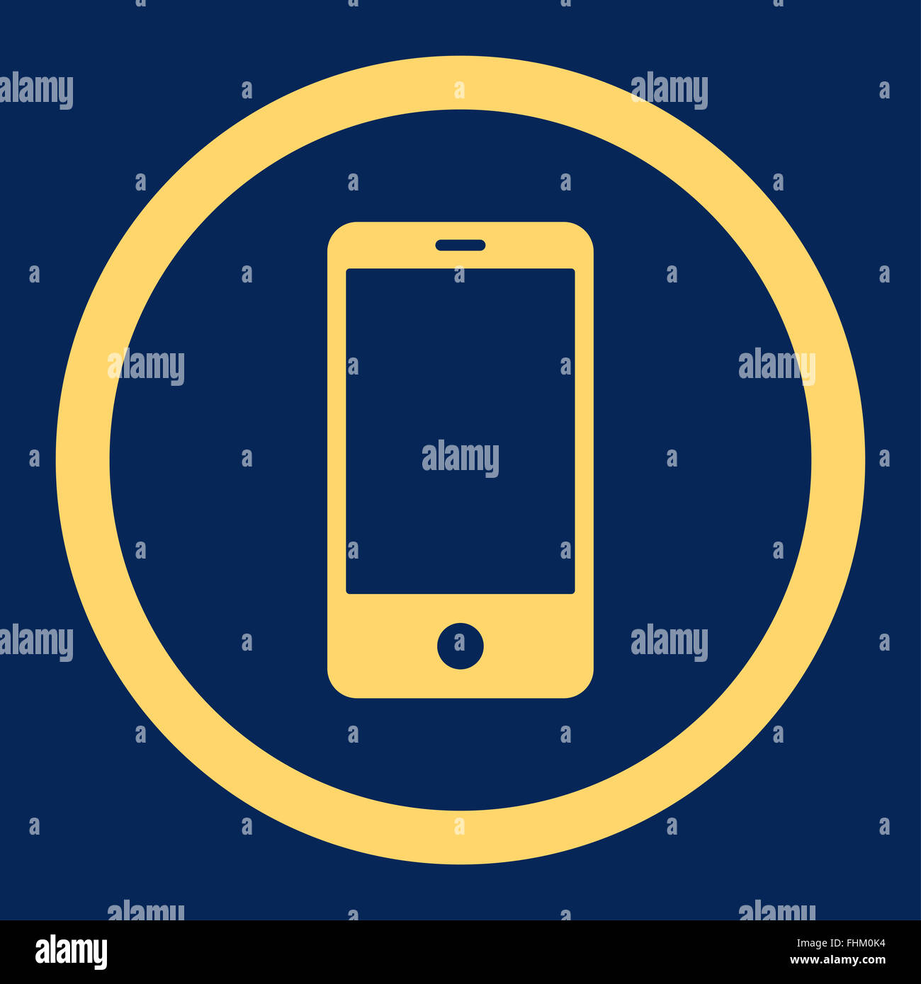Smartphone flat yellow color rounded raster icon Stock Photo - Alamy