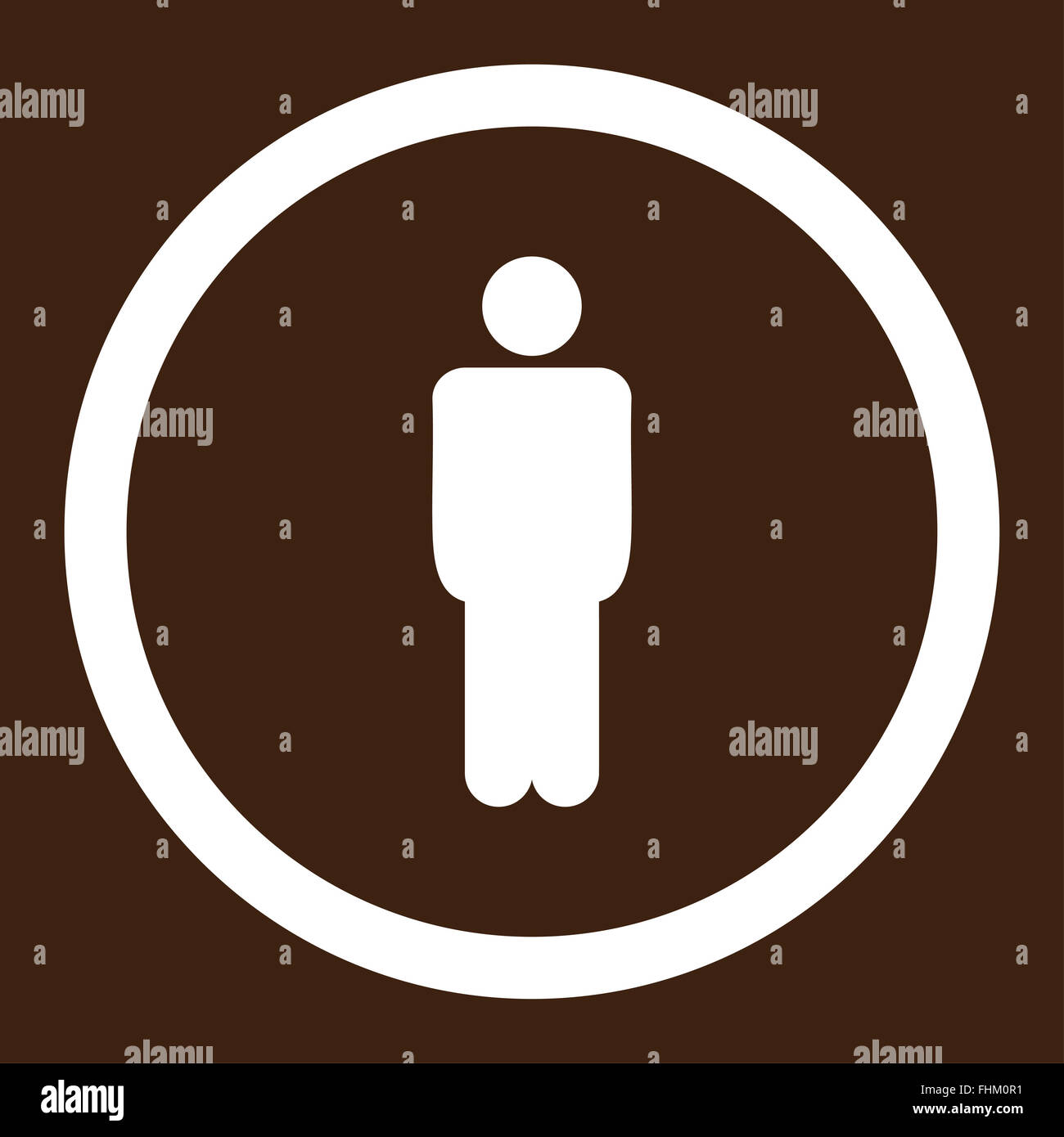 Man flat white color rounded raster icon Stock Photo - Alamy