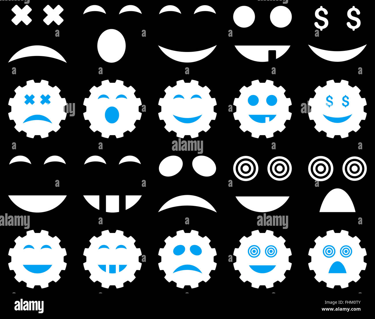 Tool, gear, smile, emotion icons Stock Photo - Alamy
