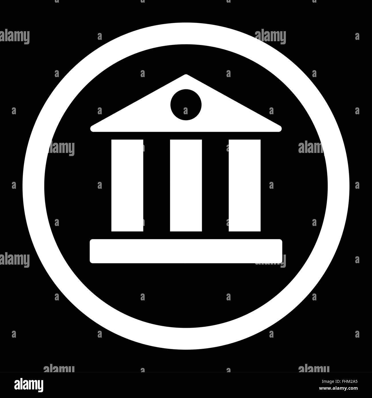 Bank flat white color rounded raster icon Stock Photo - Alamy