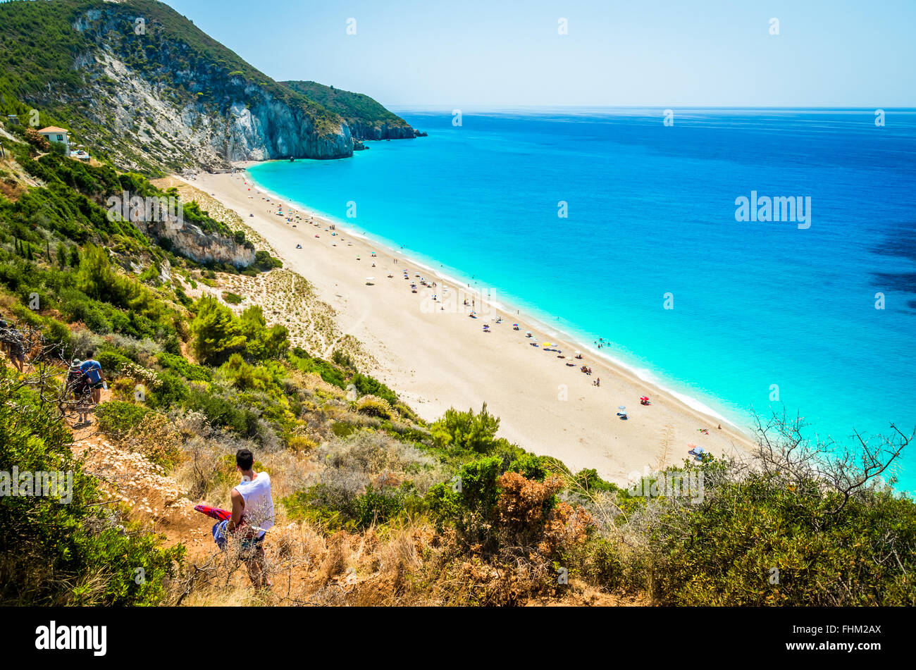 Milos beach on Lefkada island, Greece. The beach is near Agios Nikitas ...