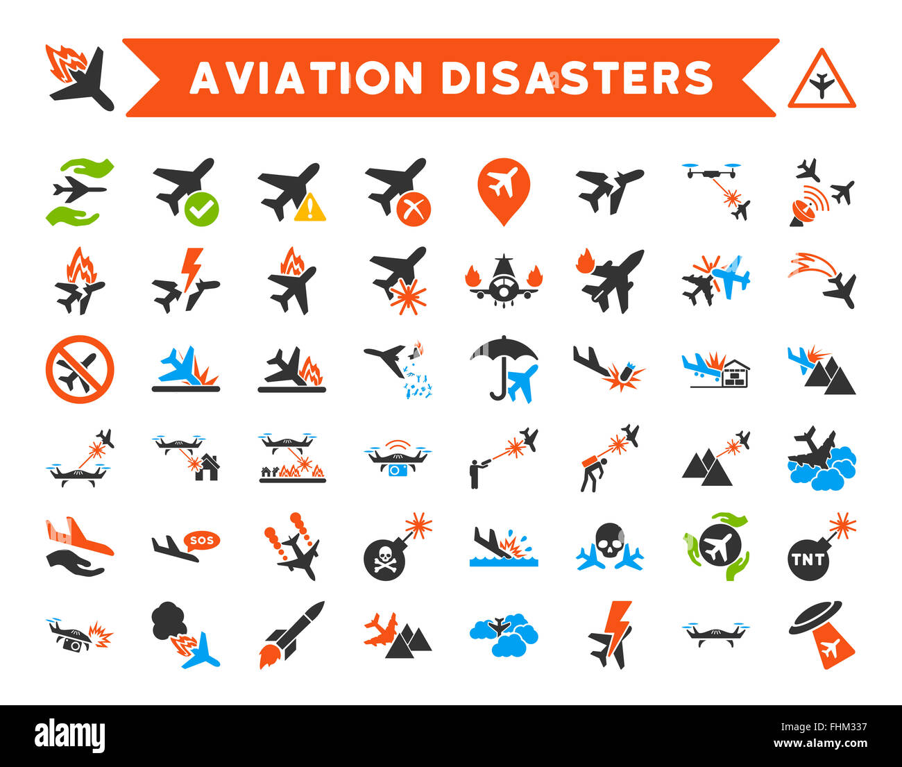 Aviation Disasters Glyph Icons Stock Photo - Alamy