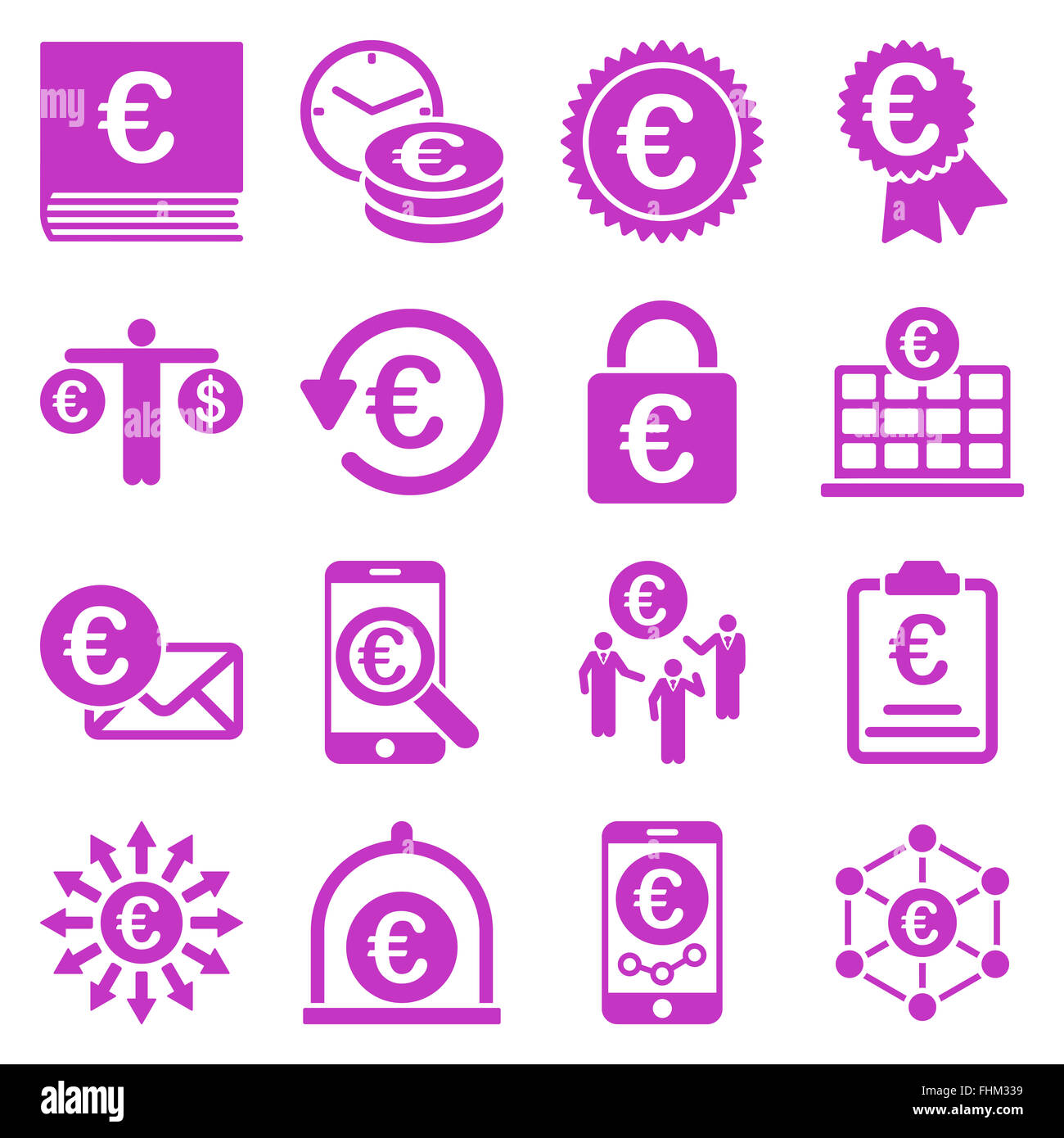 Euro banking business and service tools icons Stock Photo - Alamy