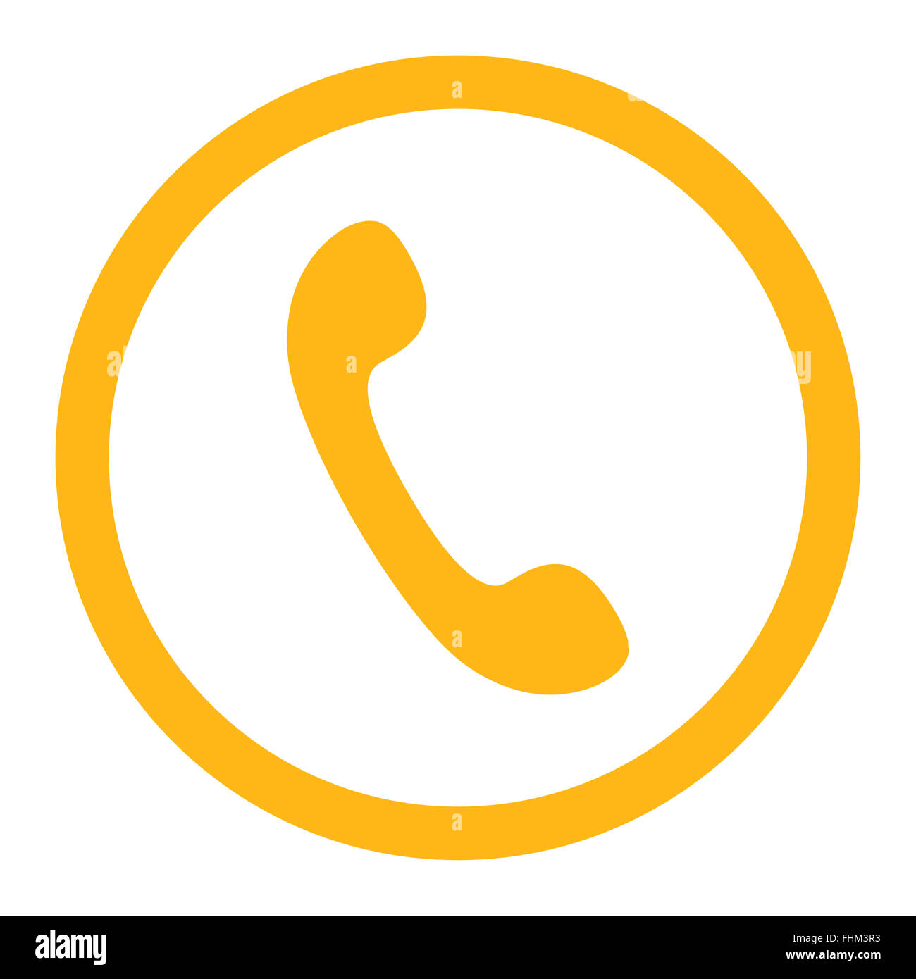 Phone flat yellow color rounded raster icon Stock Photo - Alamy