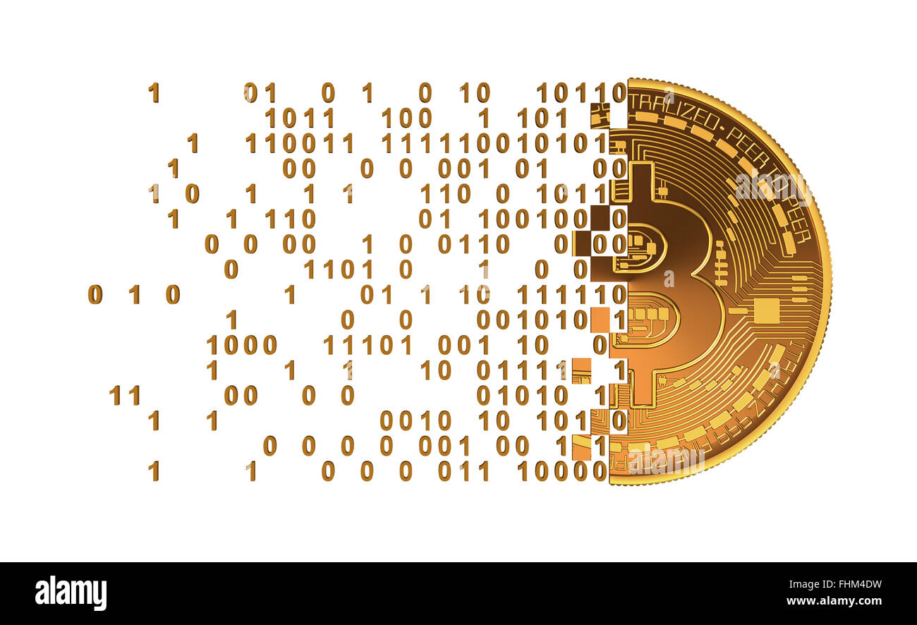 Bitcoin Falling Apart To Computer Digits. 3D Model Stock Photo - Alamy
