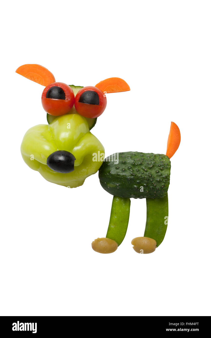 Funny smiling dog made of vegetables on isolated background Stock Photo ...