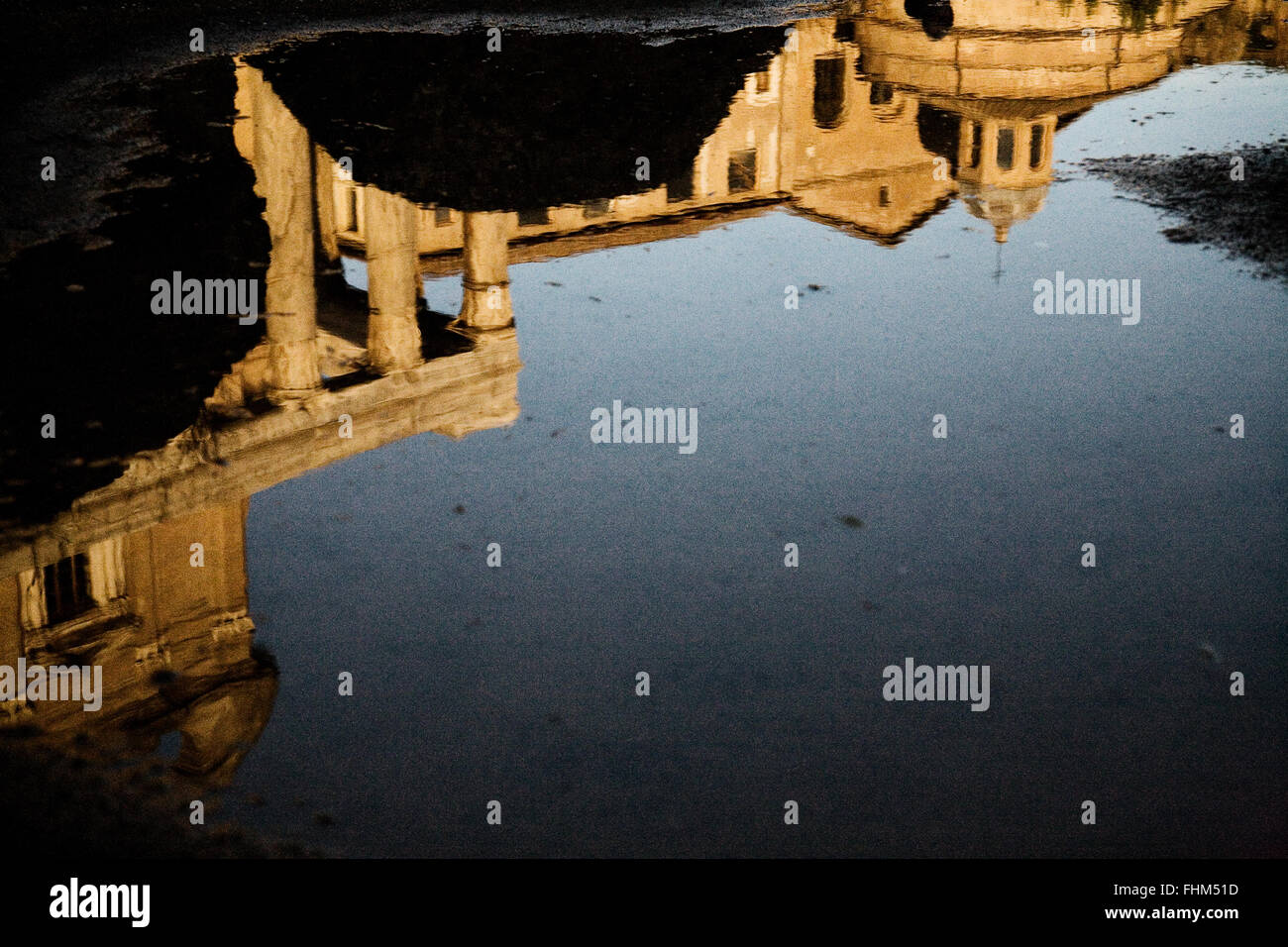 Detail of an ancient Roman building reflected in water Stock Photo - Alamy