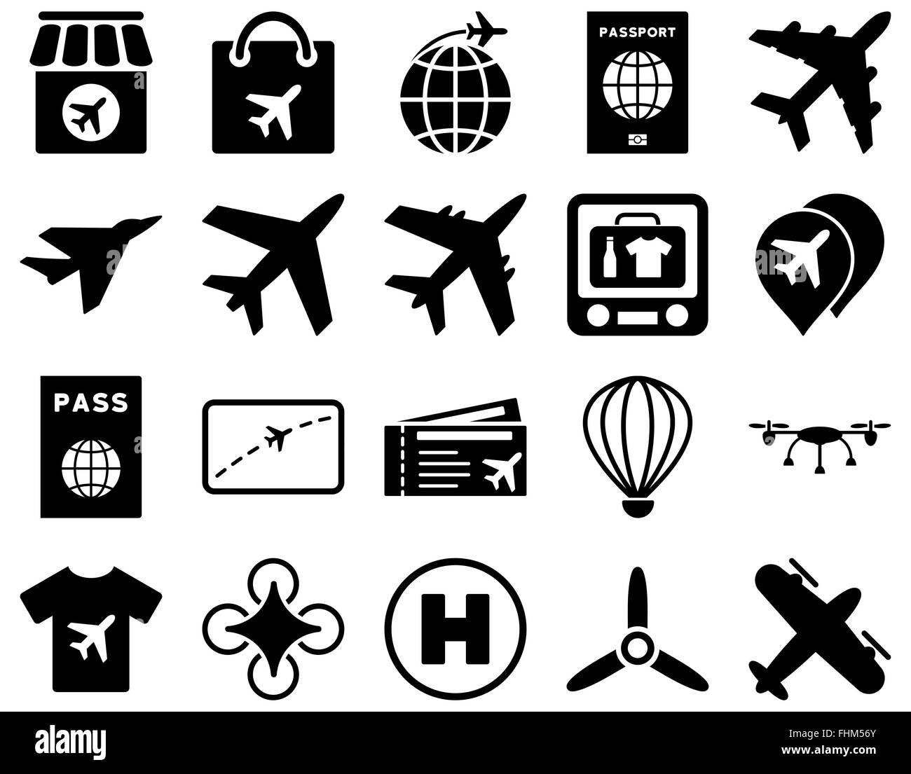 Airport Icon Set Stock Photo - Alamy