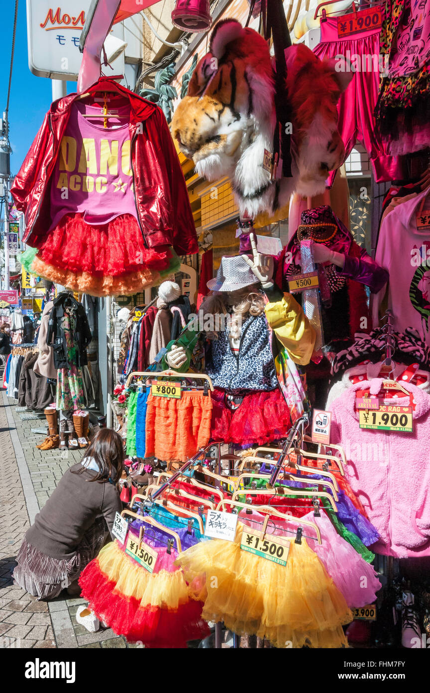 Clothes for sale, Takeshita Street, Harajuku Tokyo, Japan Stock Photo ...