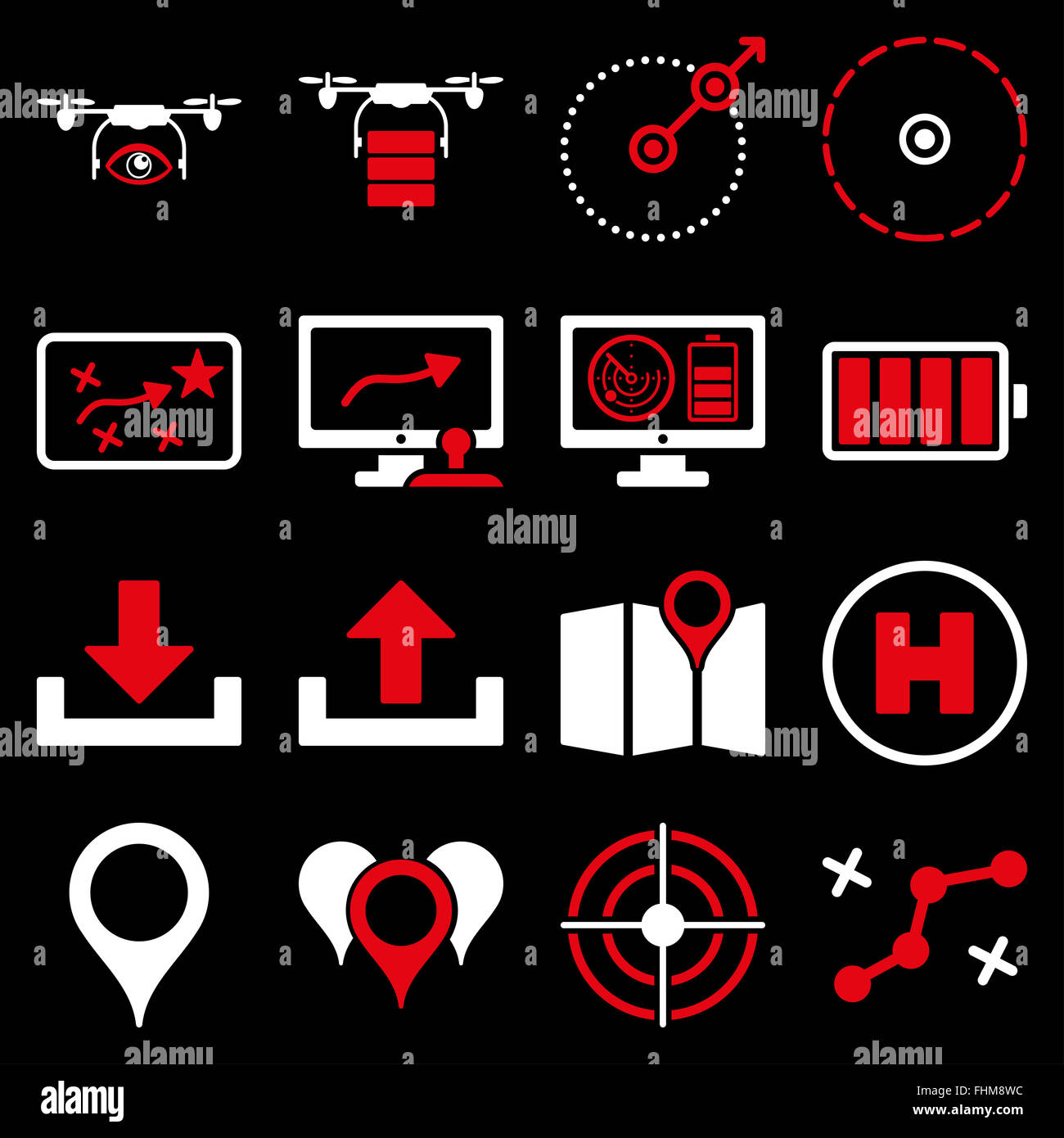 Drone control icon set Stock Photo - Alamy