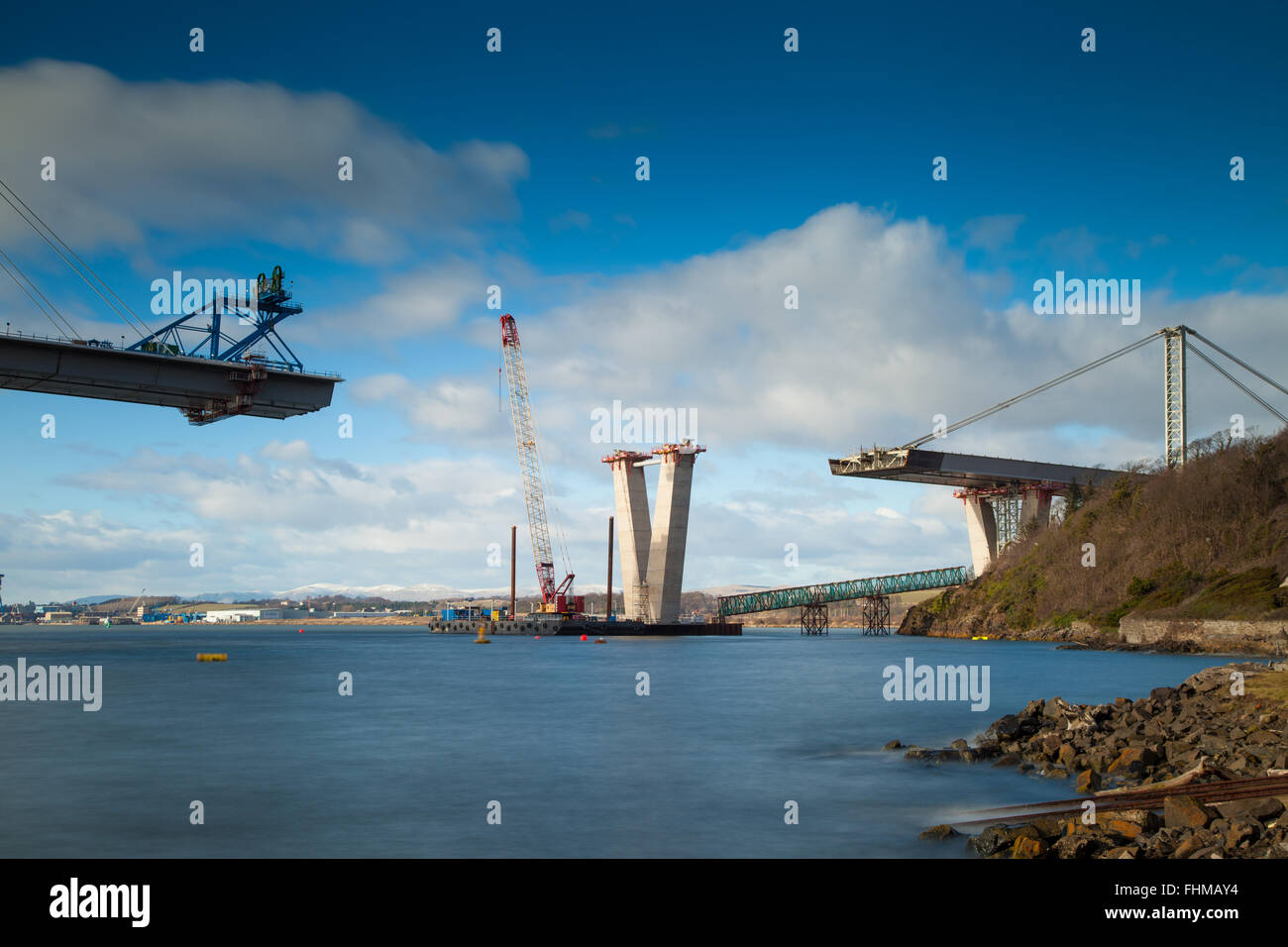 Construction of the new Queensferry Crossing over the Firth of Forth ...