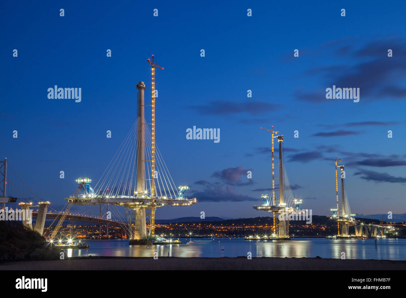 Construction of the new Queensferry Crossing over the Firth of Forth ...
