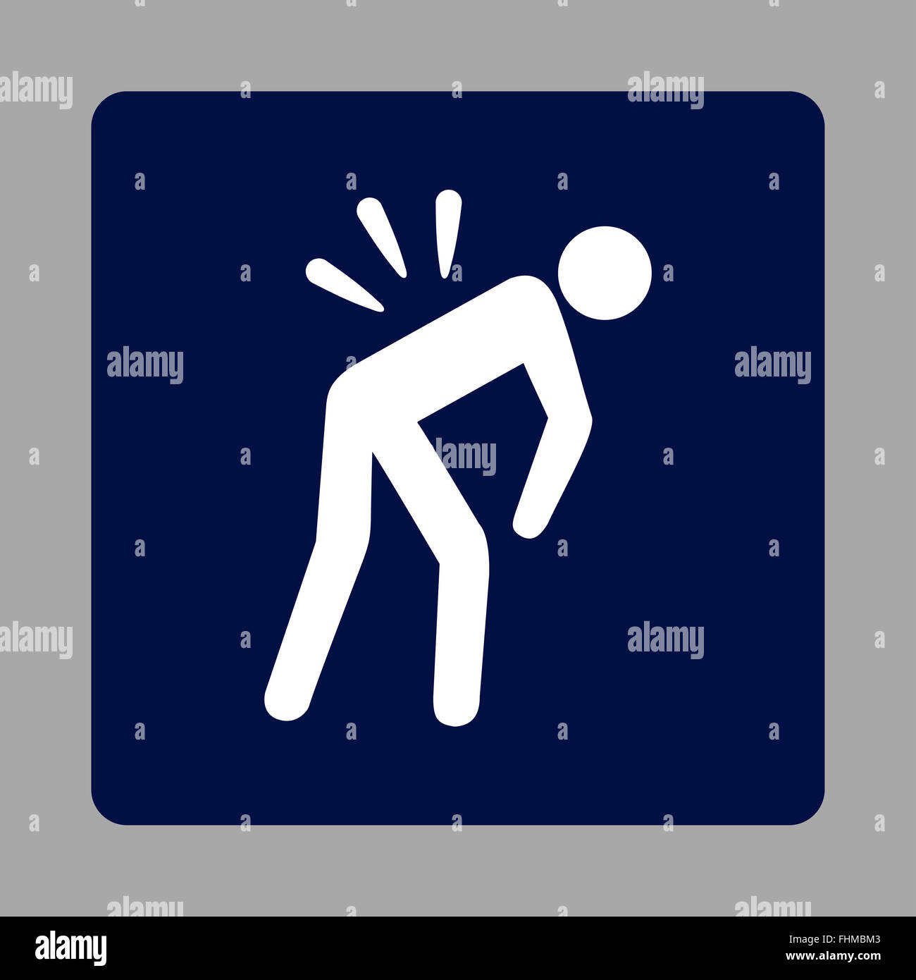 Sick Back Rounded Square Button Stock Photo - Alamy