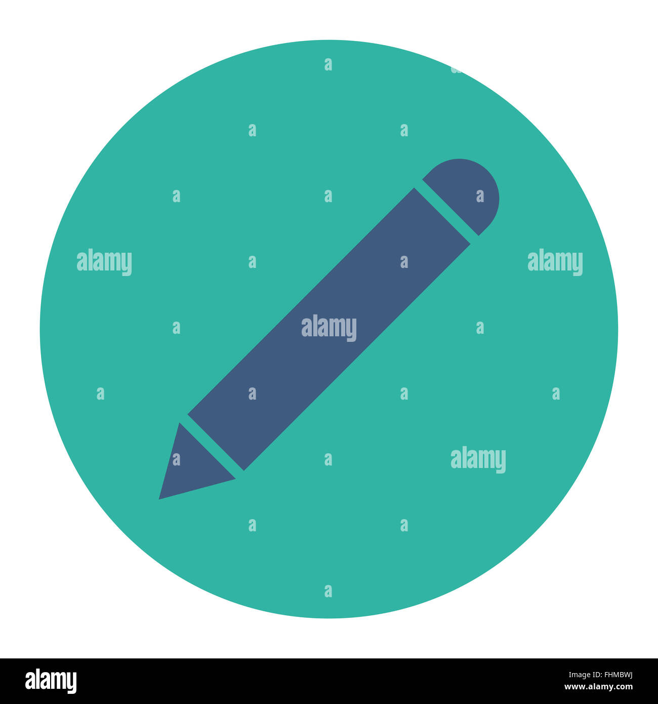 Pencil flat cobalt and cyan colors round button Stock Photo - Alamy