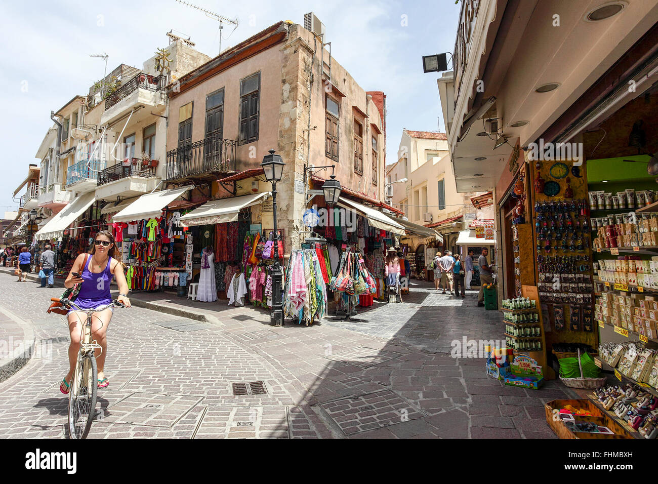 Daytime image of cobblestoned street in the old Venetian town of ...