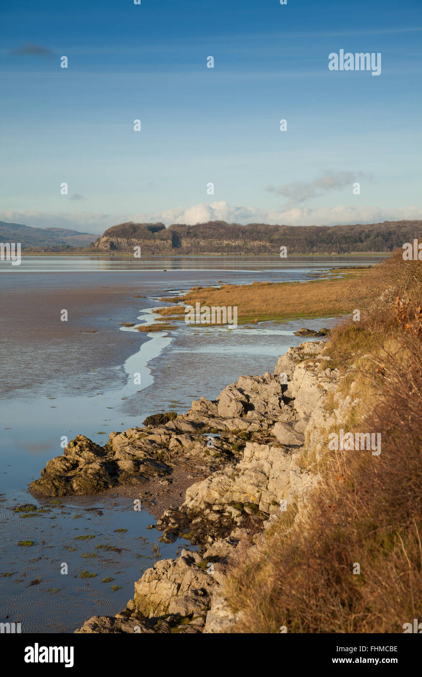 Looking along the River Kent Estuary near Far Arnside , Lancashire ...