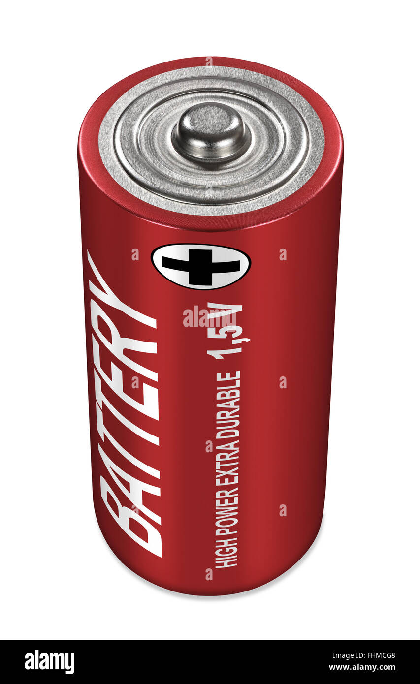 Fictive red battery power energy voltage cell Stock Photo - Alamy