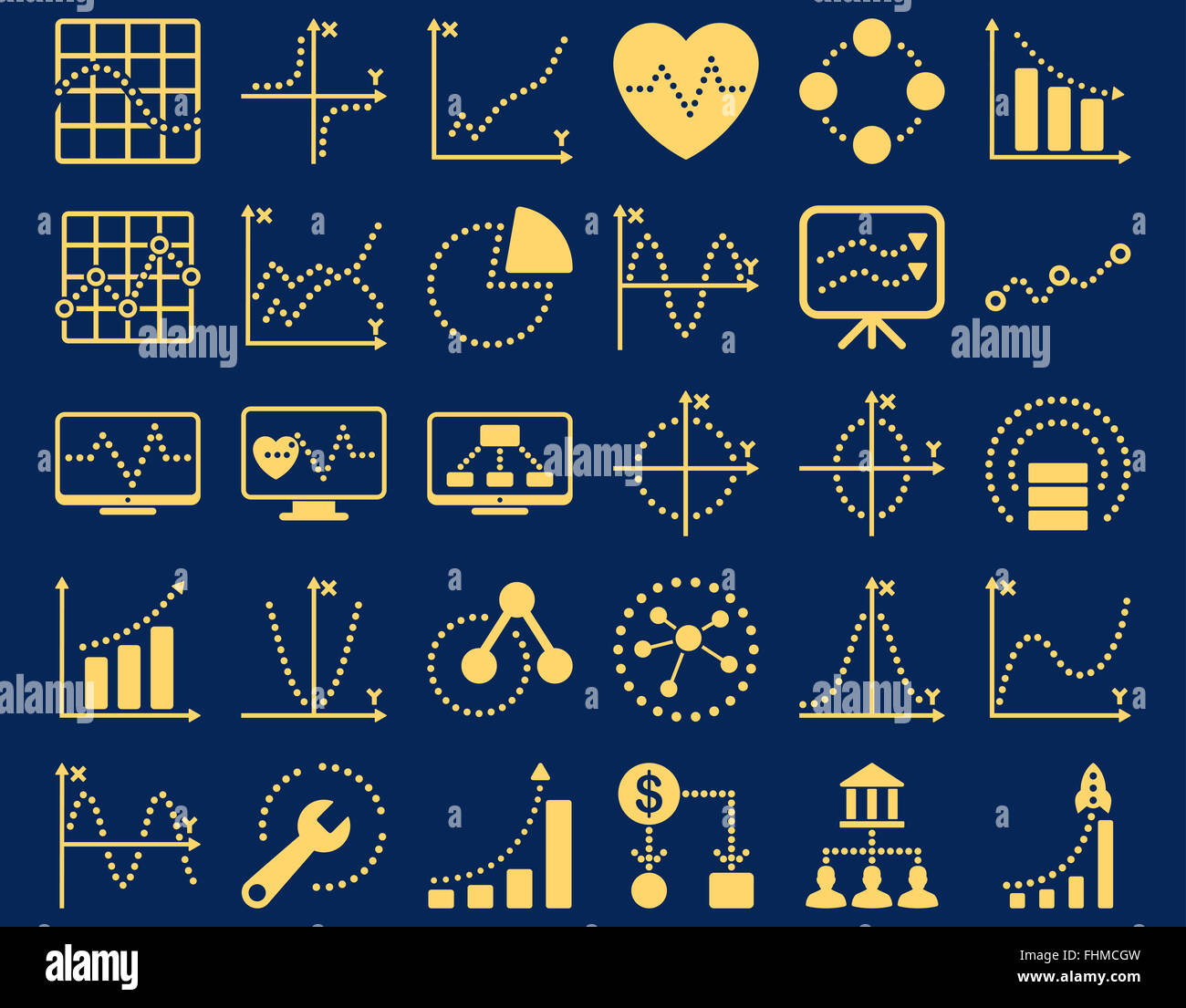 Dotted Charts Icons Stock Photo - Alamy