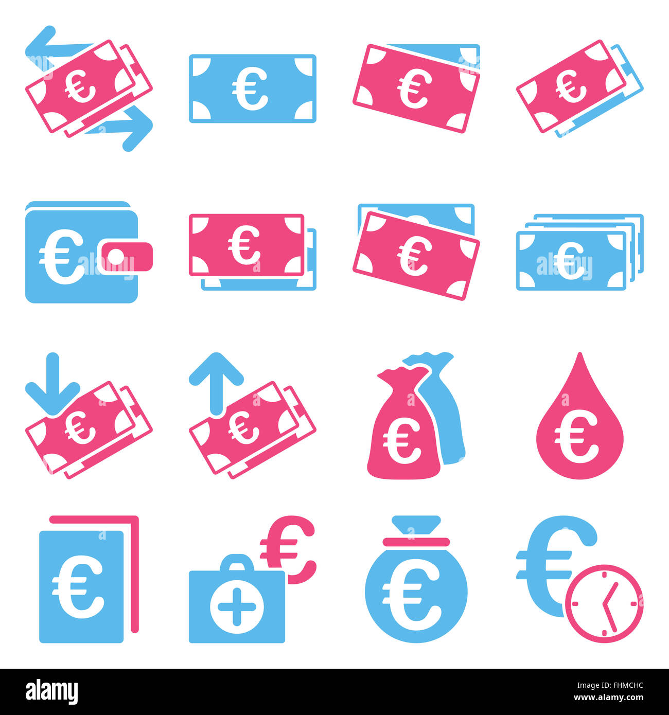 Euro banking business and service tools icons Stock Photo - Alamy