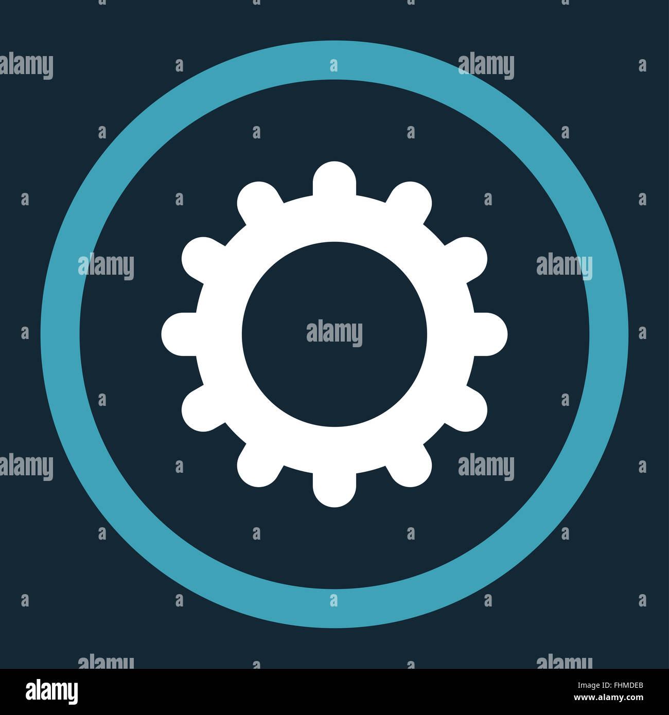 Gear flat blue and white colors rounded vector icon Stock Photo - Alamy
