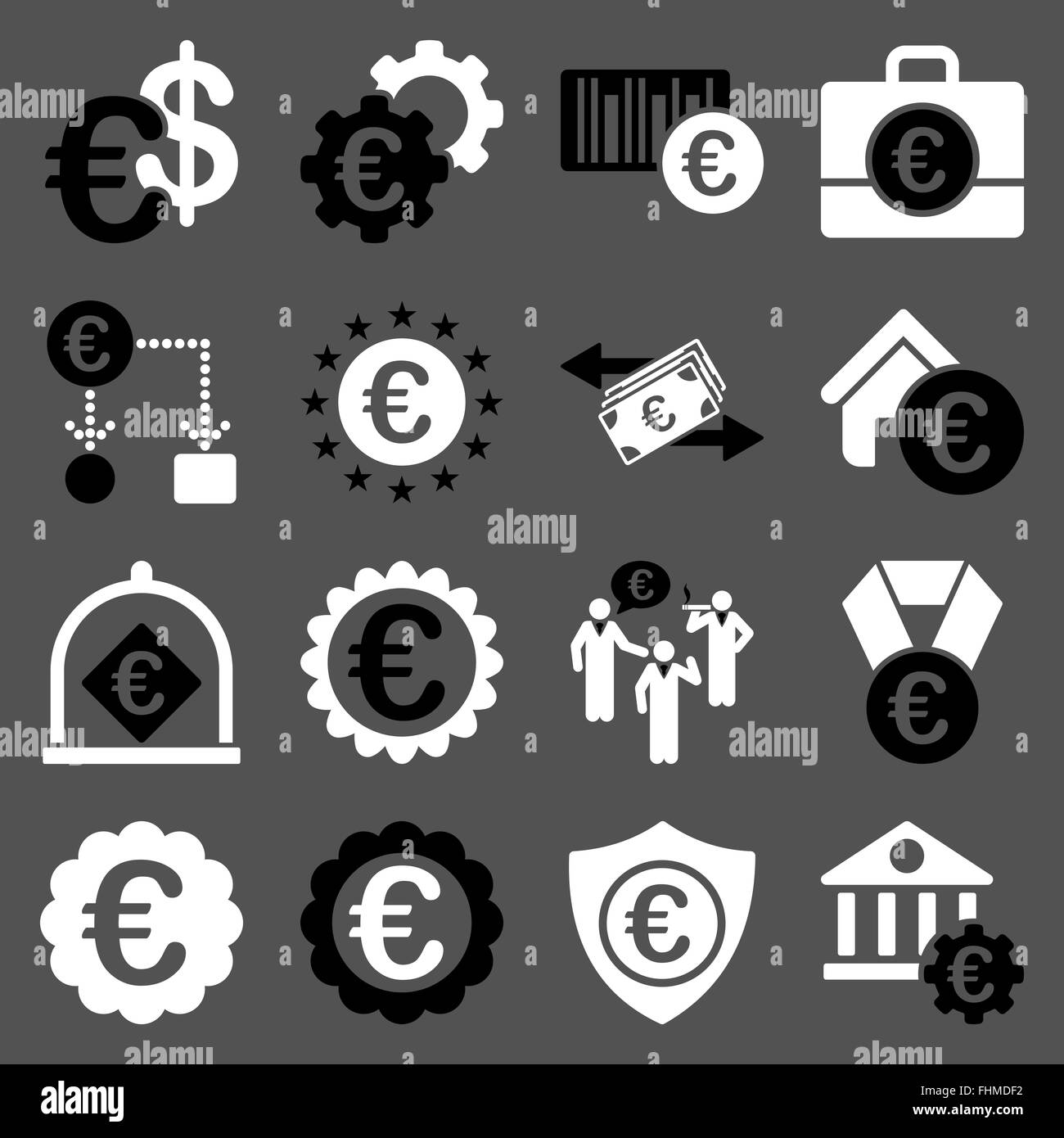 Euro banking business and service tools icons Stock Photo - Alamy