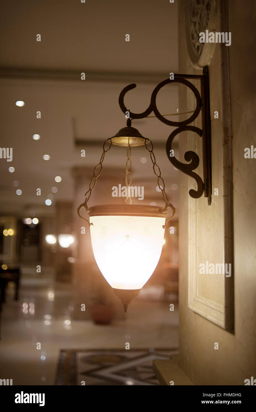 beautiful wall lamp in the lobby Stock Photo - Alamy