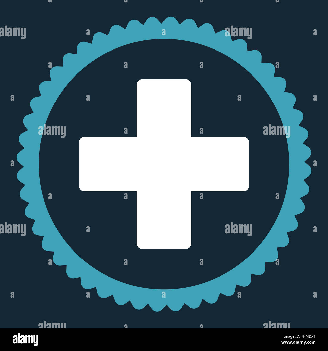 Plus flat blue and white colors round stamp icon Stock Photo - Alamy