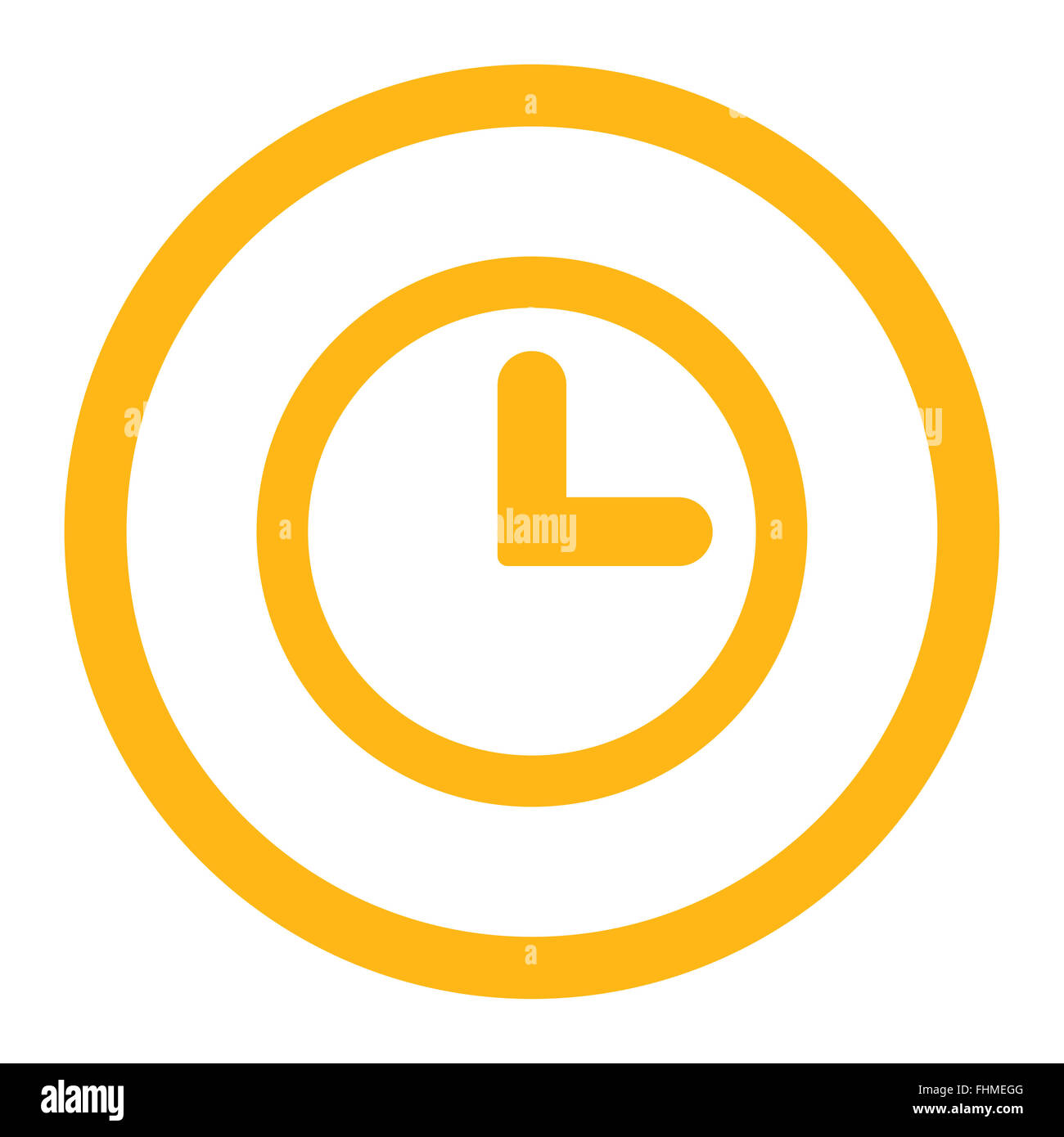 Clock flat yellow color rounded raster icon Stock Photo - Alamy