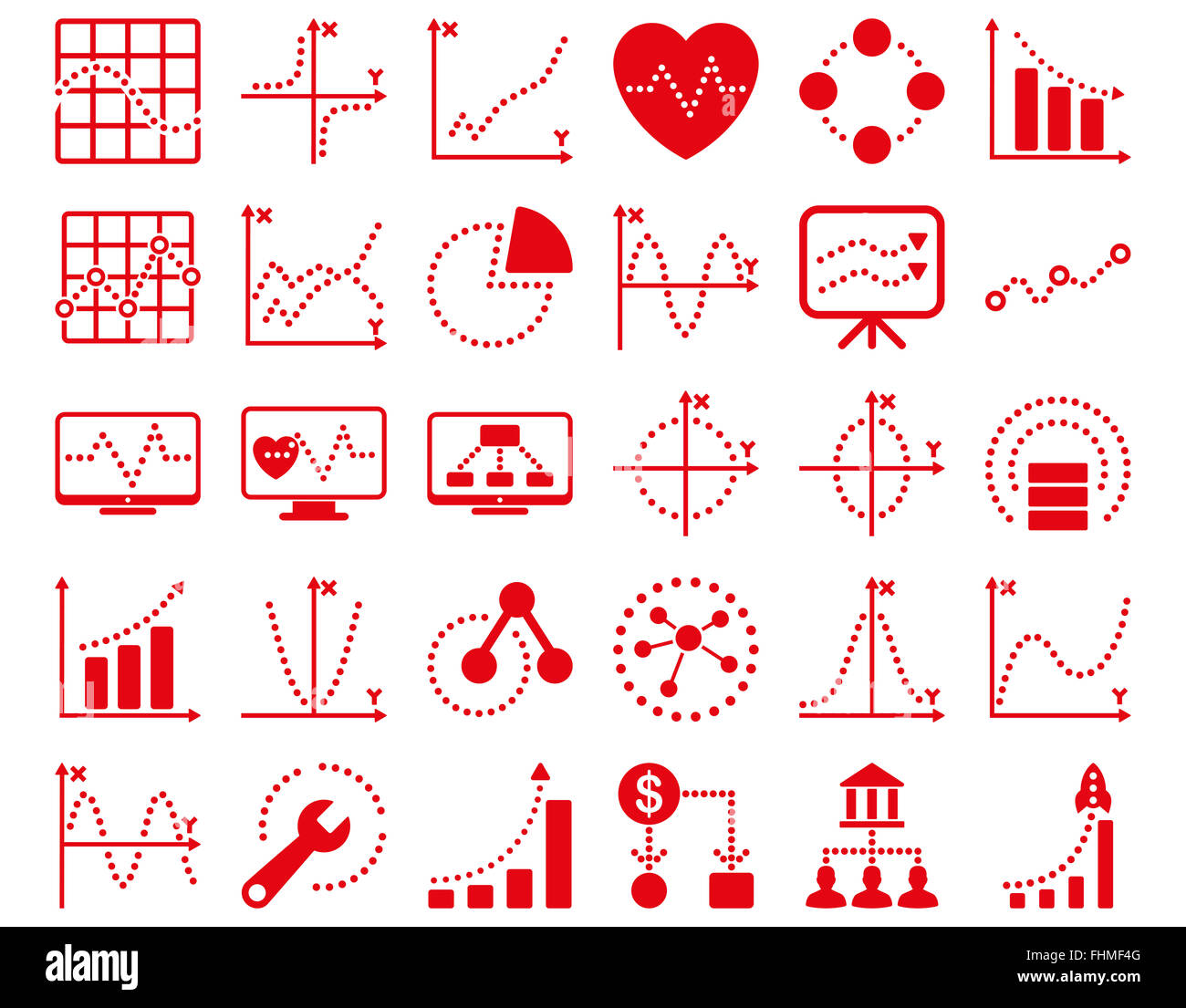 Dotted Charts Icons Stock Photo - Alamy