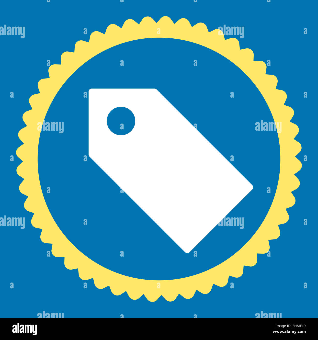 Tag flat yellow and white colors round stamp icon Stock Photo - Alamy