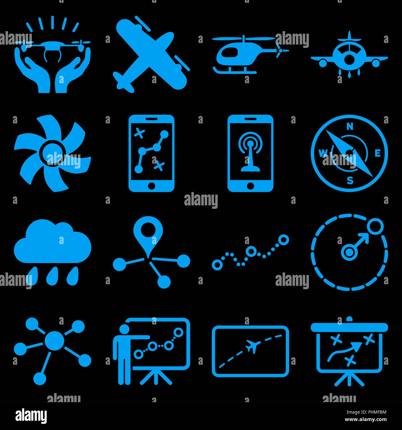 Aircraft navigation icon set Stock Photo - Alamy