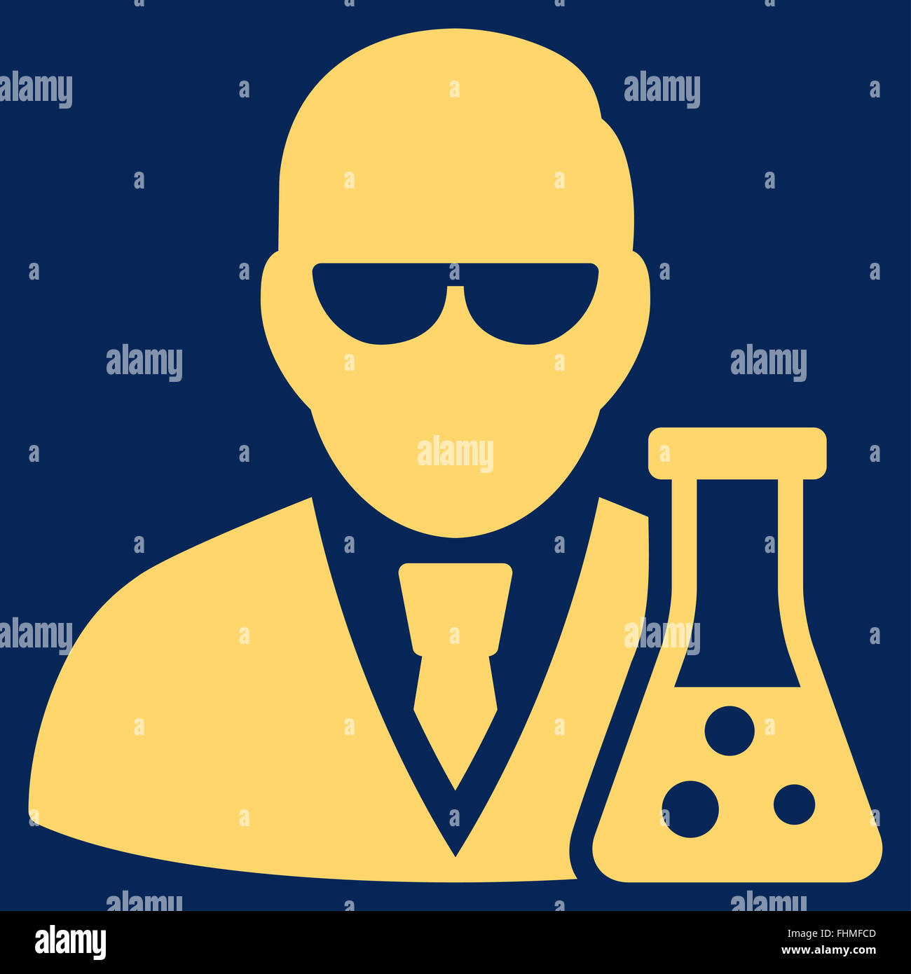 Scientist With Flask Flat Icon Stock Photo - Alamy