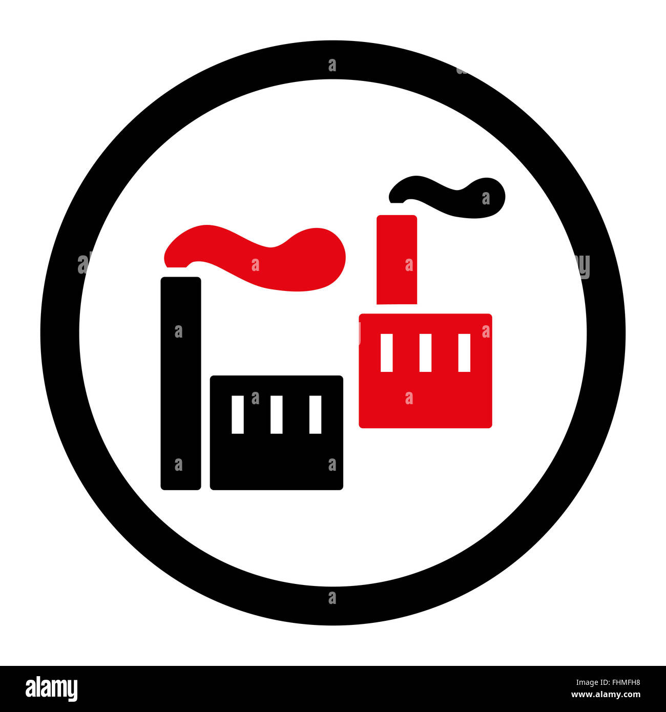Industry flat intensive red and black colors rounded vector icon Stock ...