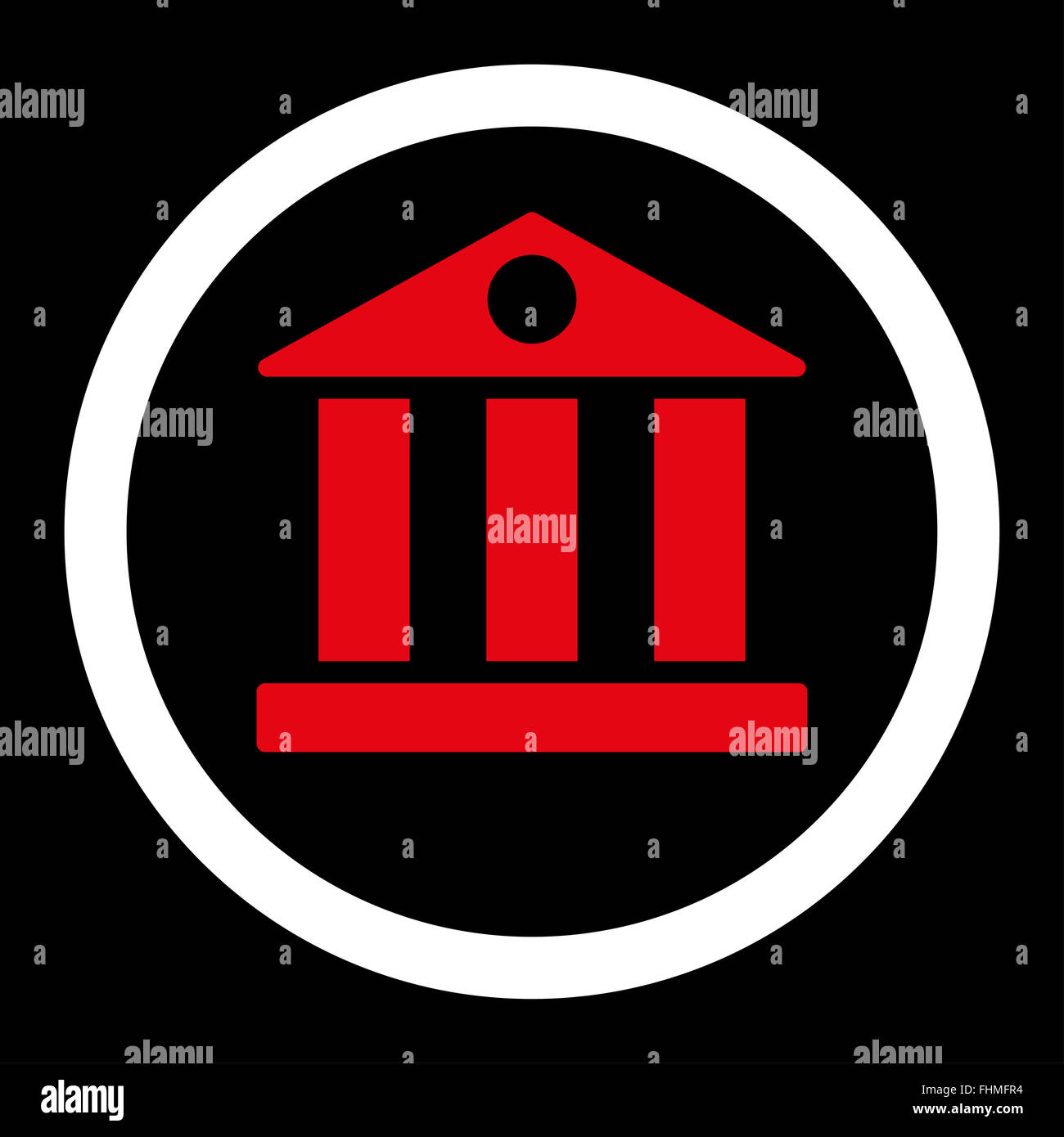 Bank flat red and white colors rounded raster icon Stock Photo - Alamy