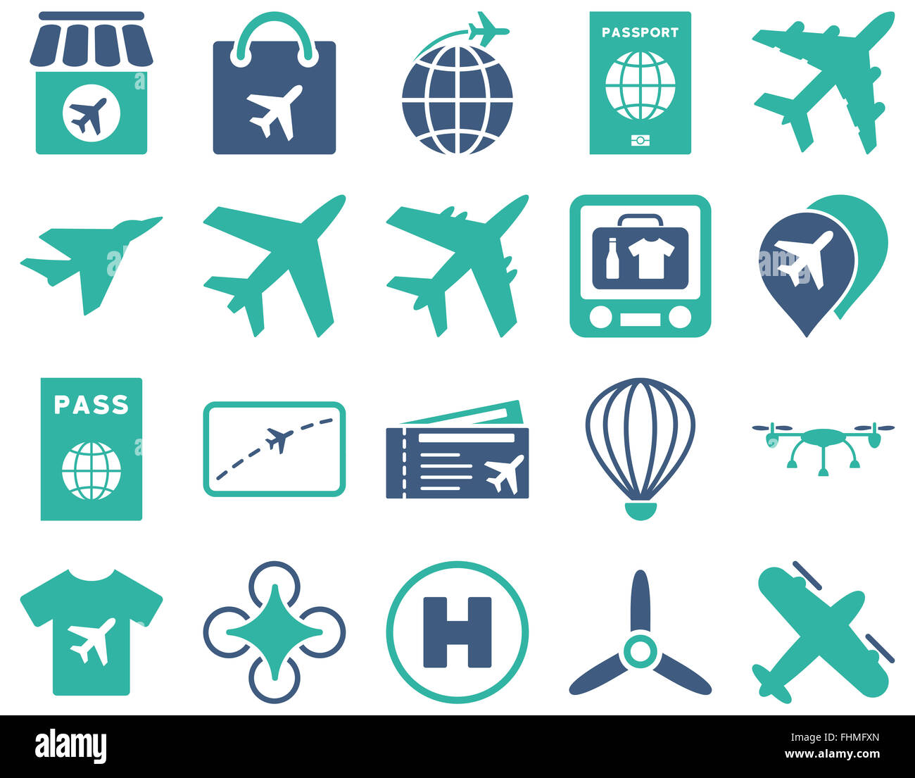 Airport Icon Set Stock Photo - Alamy