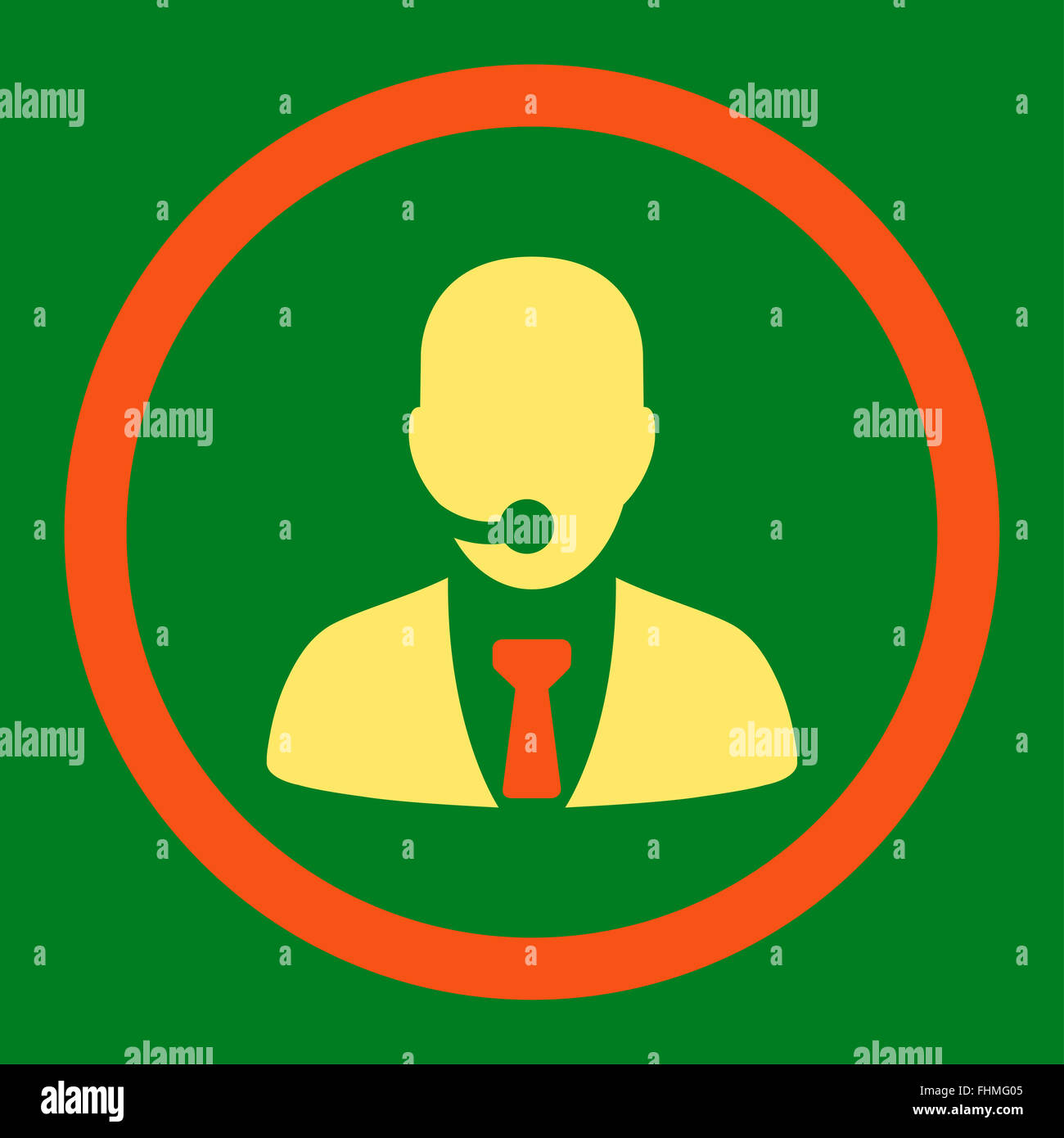Call center operator flat orange and yellow colors rounded vector icon ...