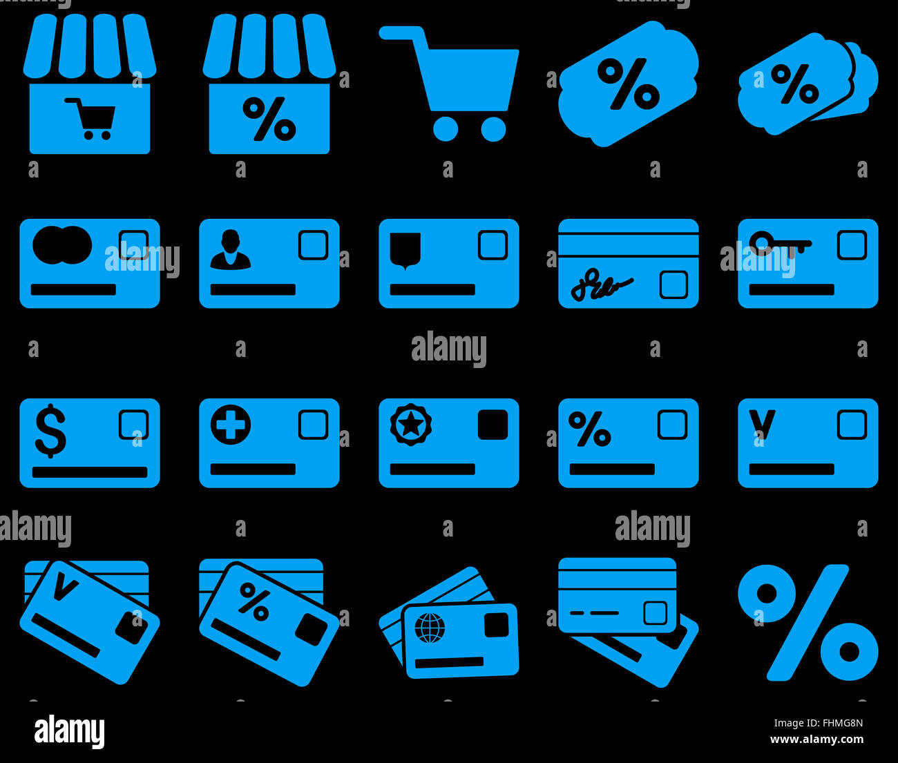 Shopping and bank card icon set Stock Photo - Alamy
