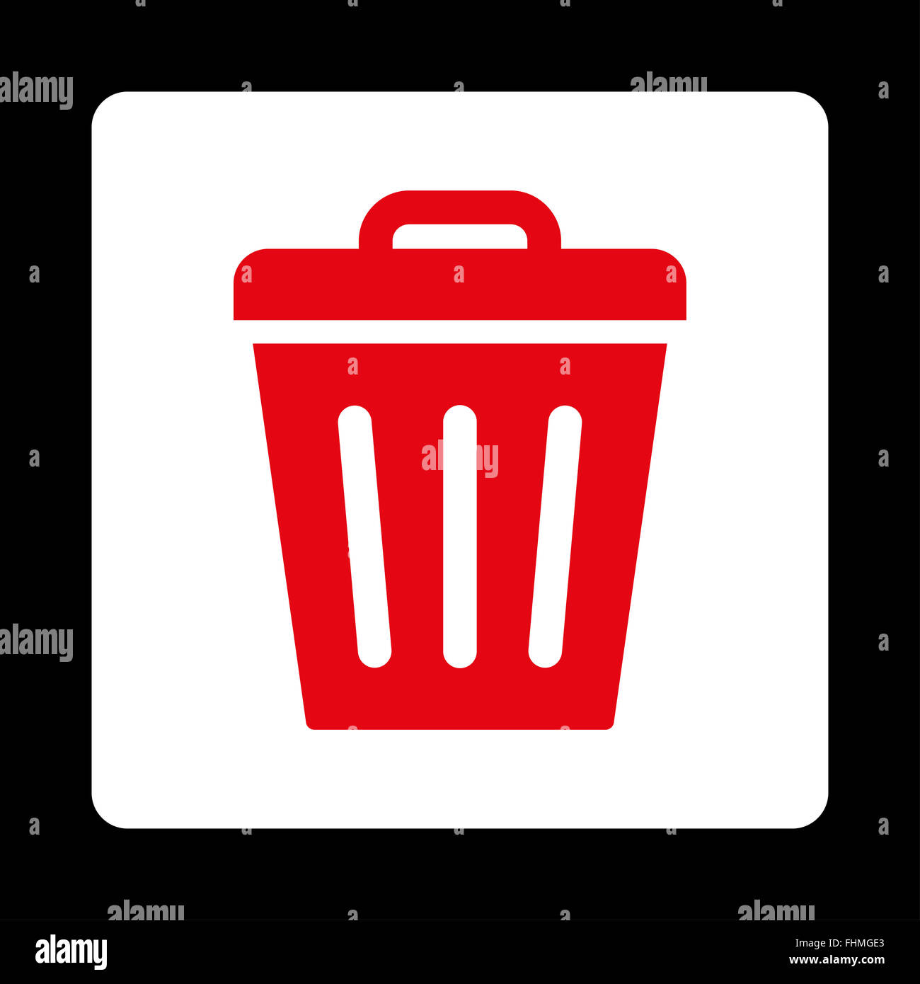Trash Can flat red and white colors rounded button Stock Photo - Alamy