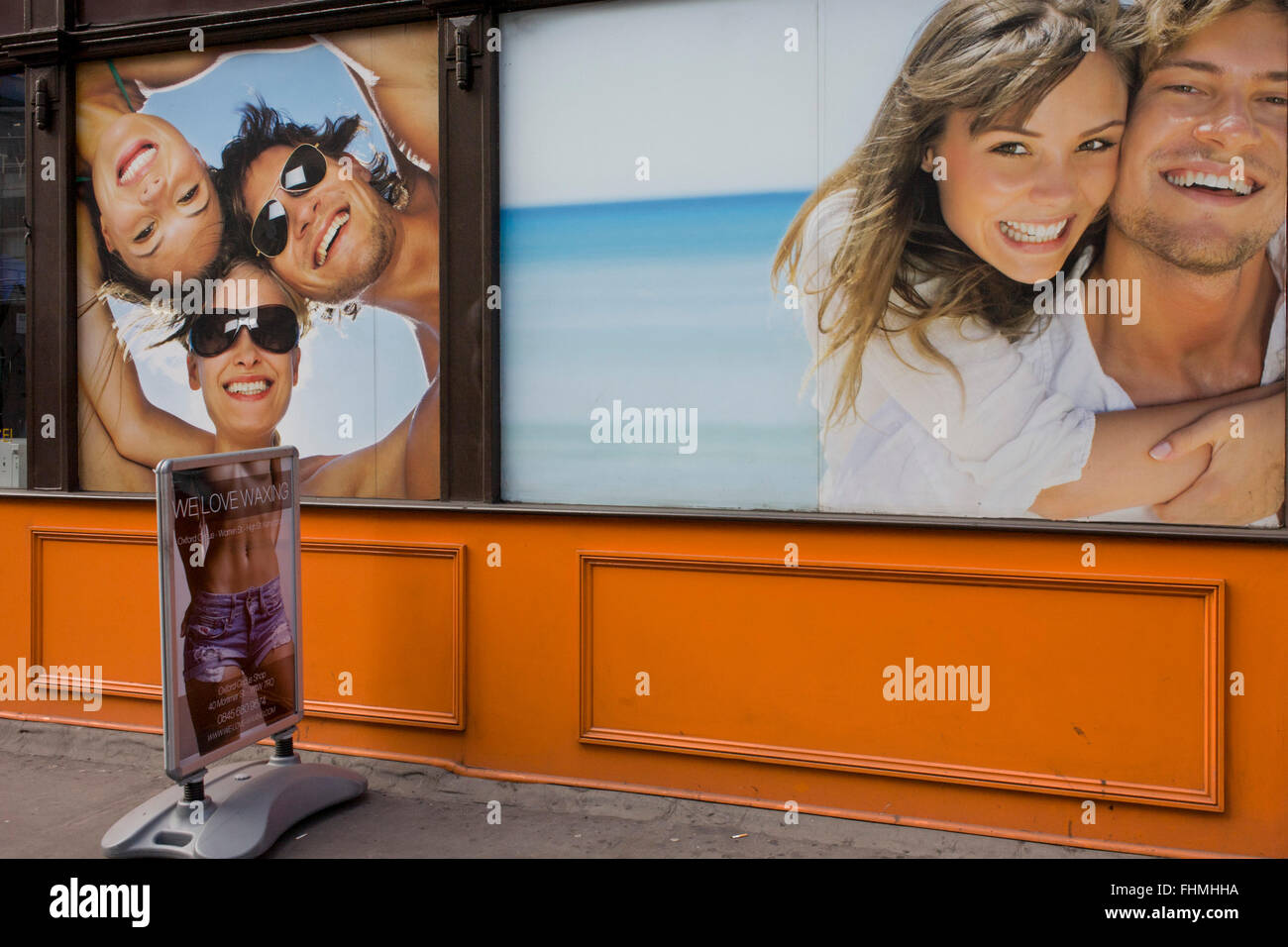 The window of a beauty waxing and tanning salon in central London ...