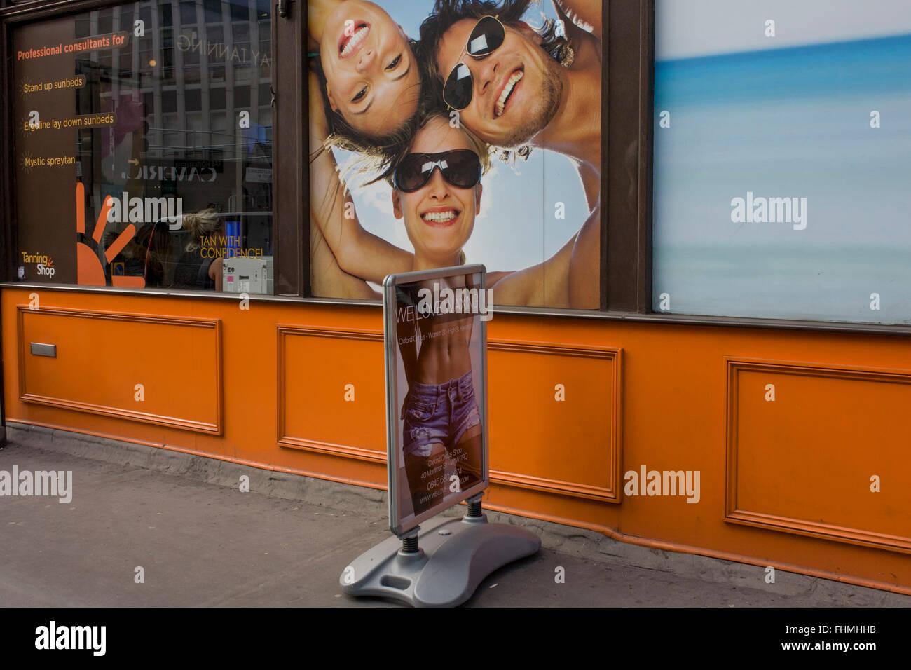 The window of a beauty waxing and tanning salon in central London ...