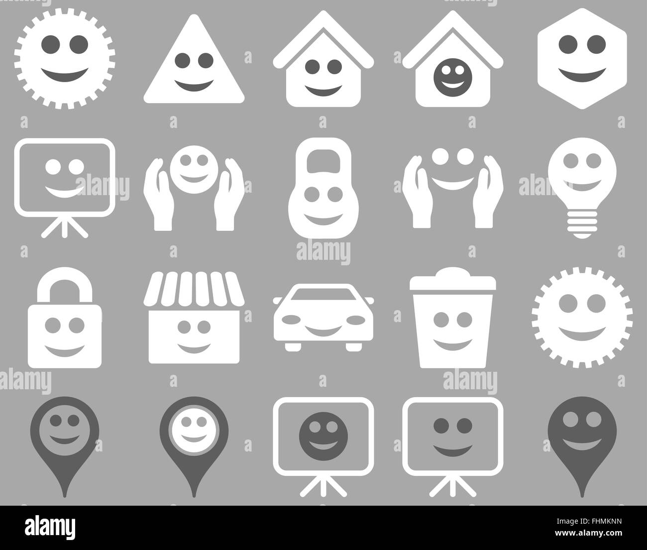 Tools, options, smiles, objects icons Stock Photo - Alamy