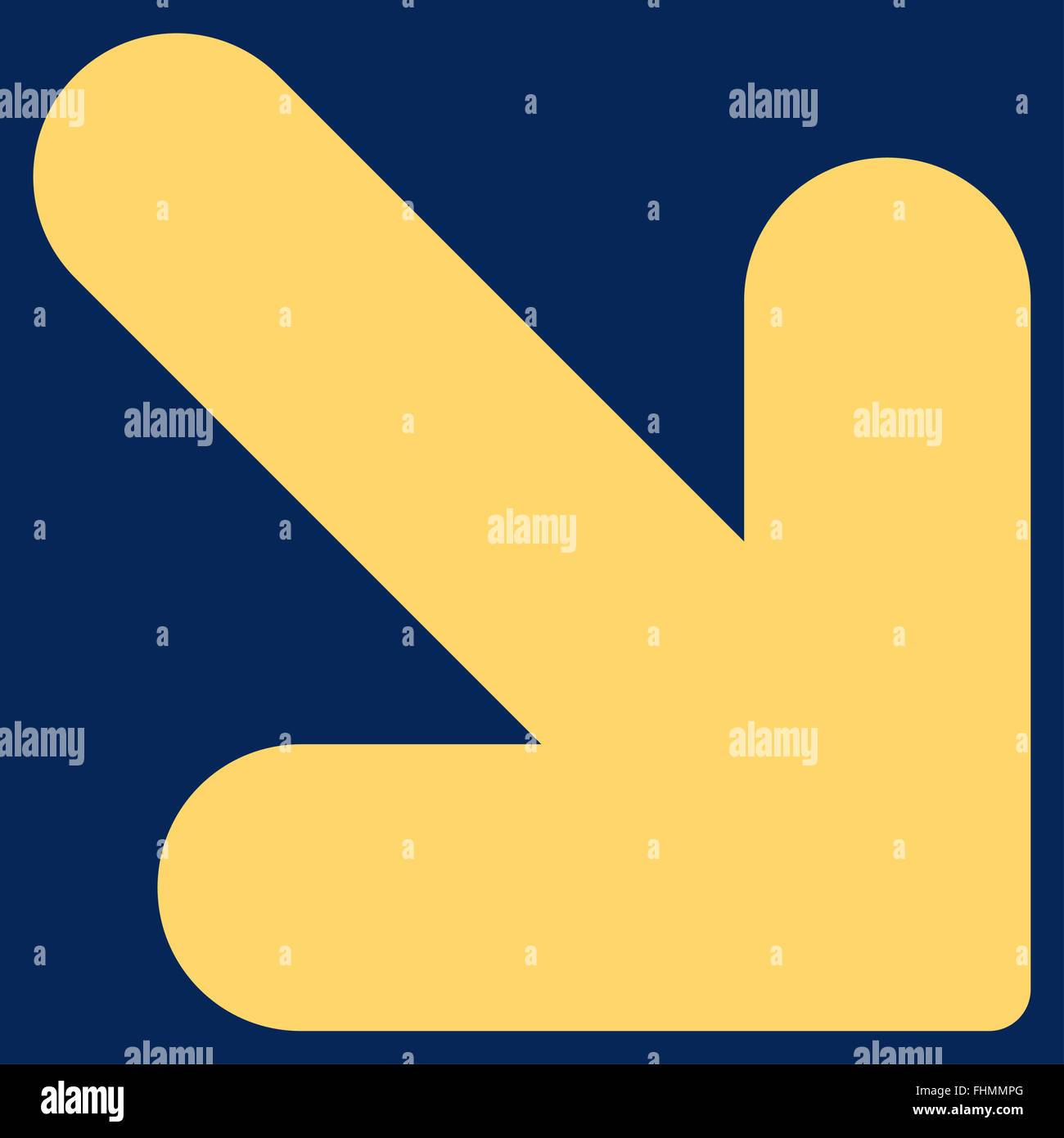 Arrow Down Right flat yellow color icon Stock Photo - Alamy