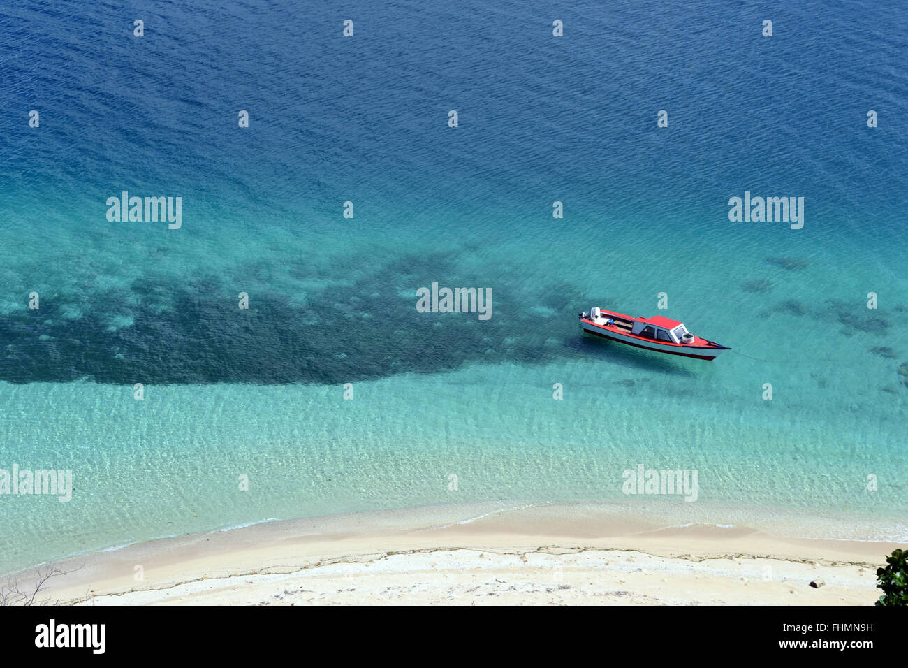 Boat docked in a beach in Nukutapu islet, Wallis Island, Wallis and ...