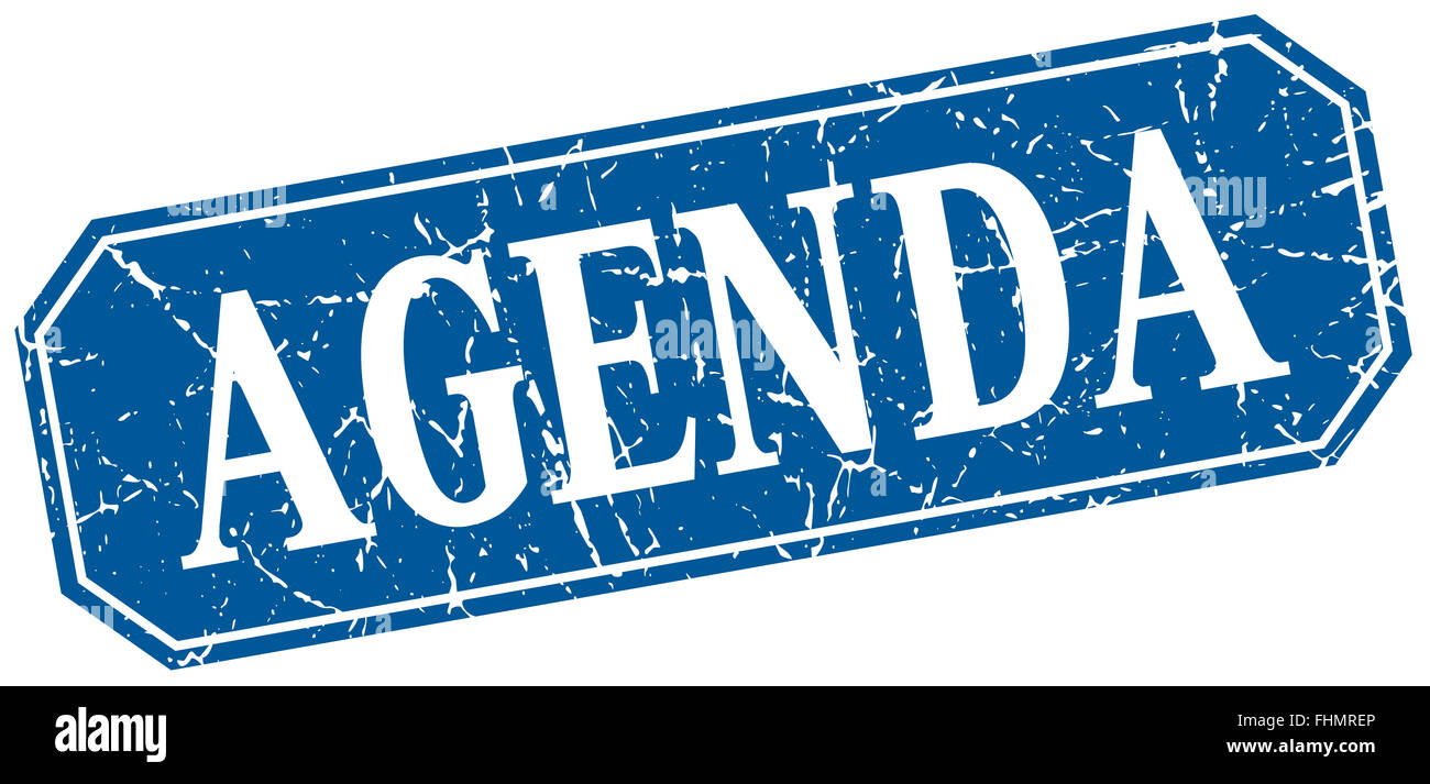 agenda blue square vintage grunge isolated sign Stock Photo - Alamy