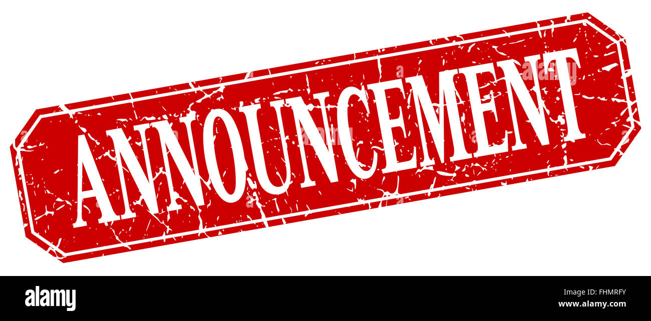 announcement red square vintage grunge isolated sign Stock Photo - Alamy